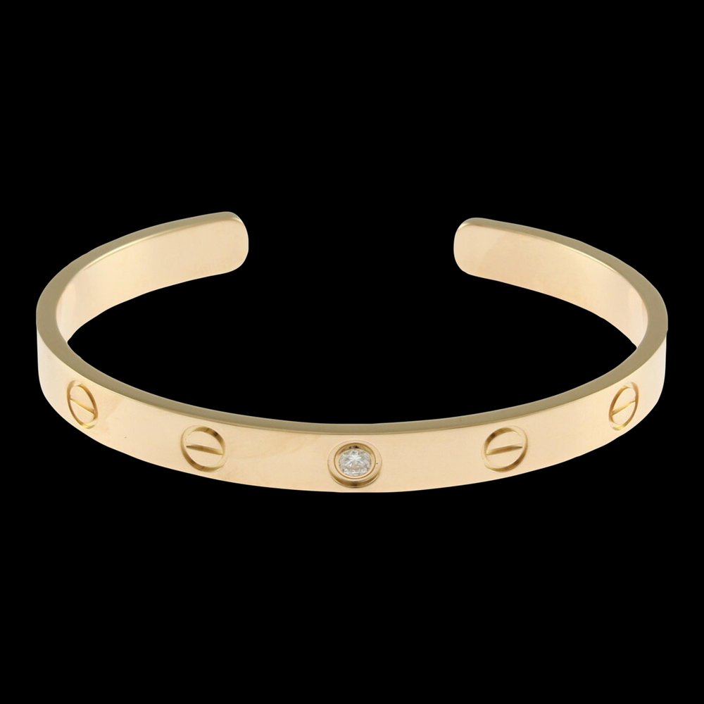 CARTIER Love Open Bangle 18K Yellow Gold Diamond Ladies for sale at Pamono