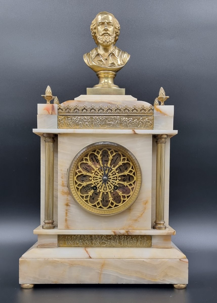 19th Century Onyx and Bronze Clock with William Shakespeare for sale at ...