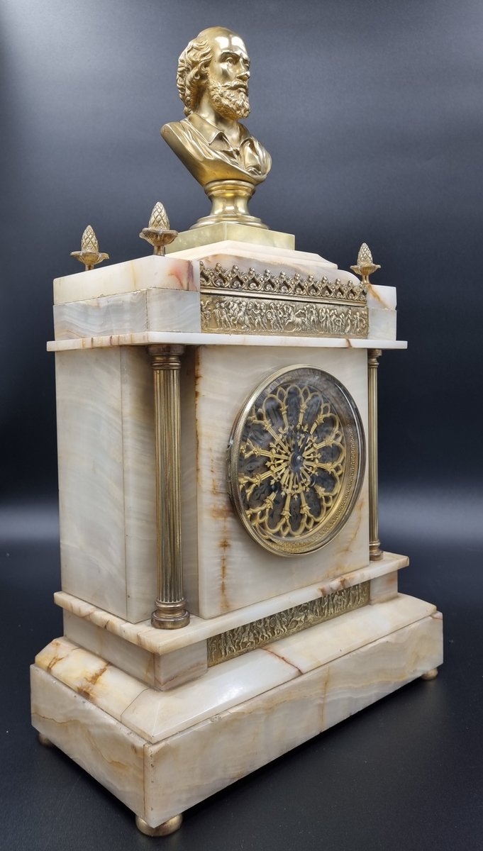 19th Century Onyx and Bronze Clock with William Shakespeare for sale at ...