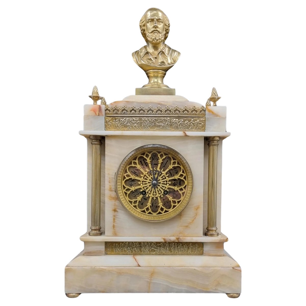 19th Century Onyx and Bronze Clock with William Shakespeare for sale at ...