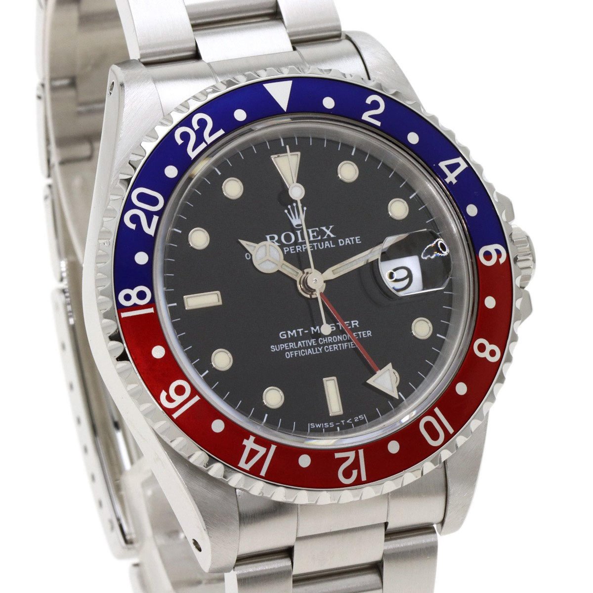 ROLEX 16700 GMT Master Blue Red Bezel All Tritium Watch Stainless Steel ...