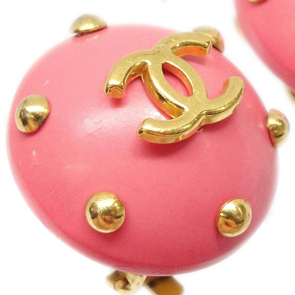 Chanel Button Earrings Pink Clip-On 96C 78455, Set of 2 for sale at Pamono