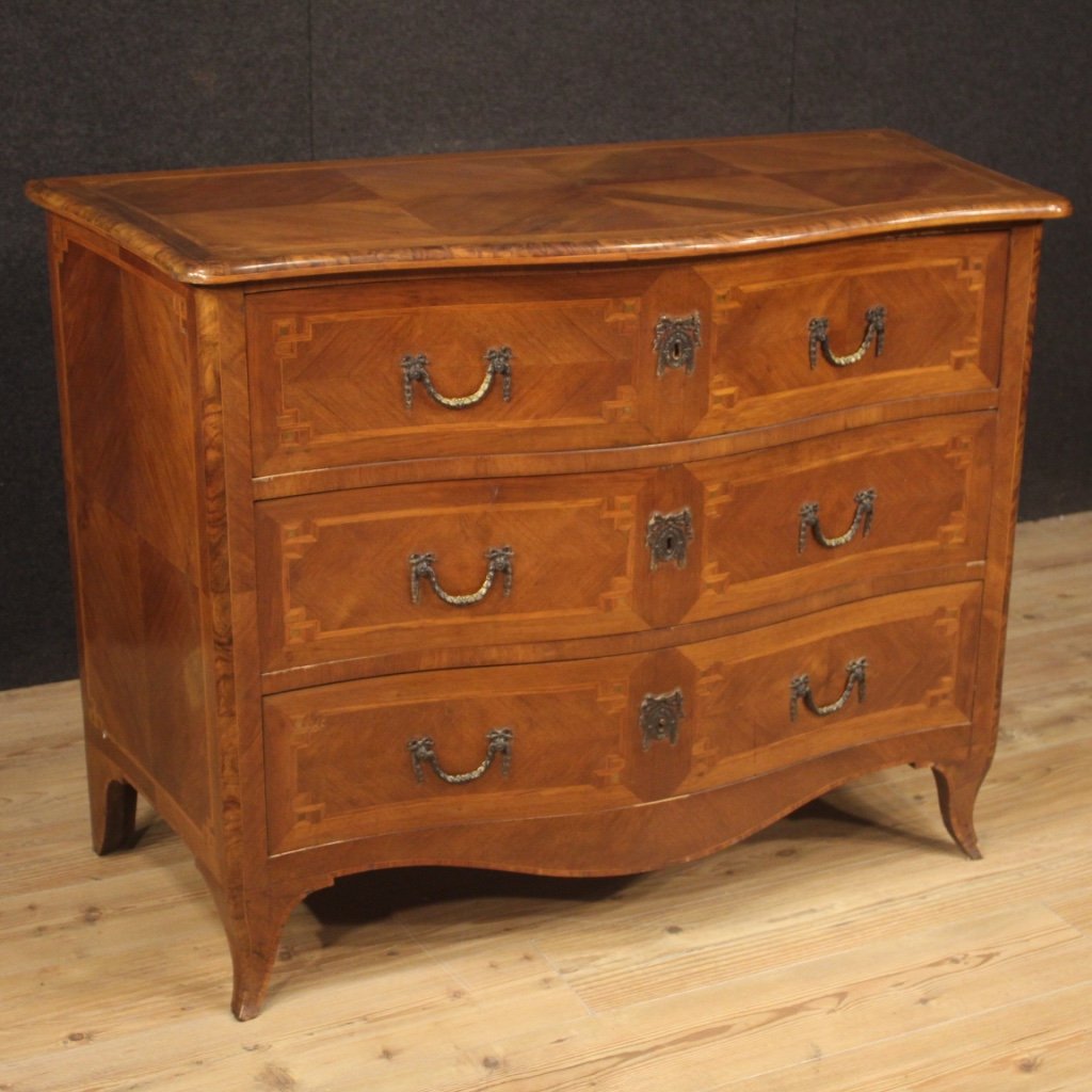 Vintage Italian Louis XV Style Inlaid Commode, 1950s for sale at Pamono