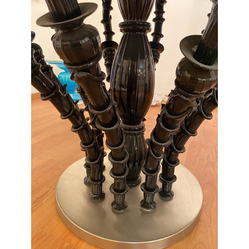 Italian Venetian Black Rezzonico and Silver Murano Glass Table by ...