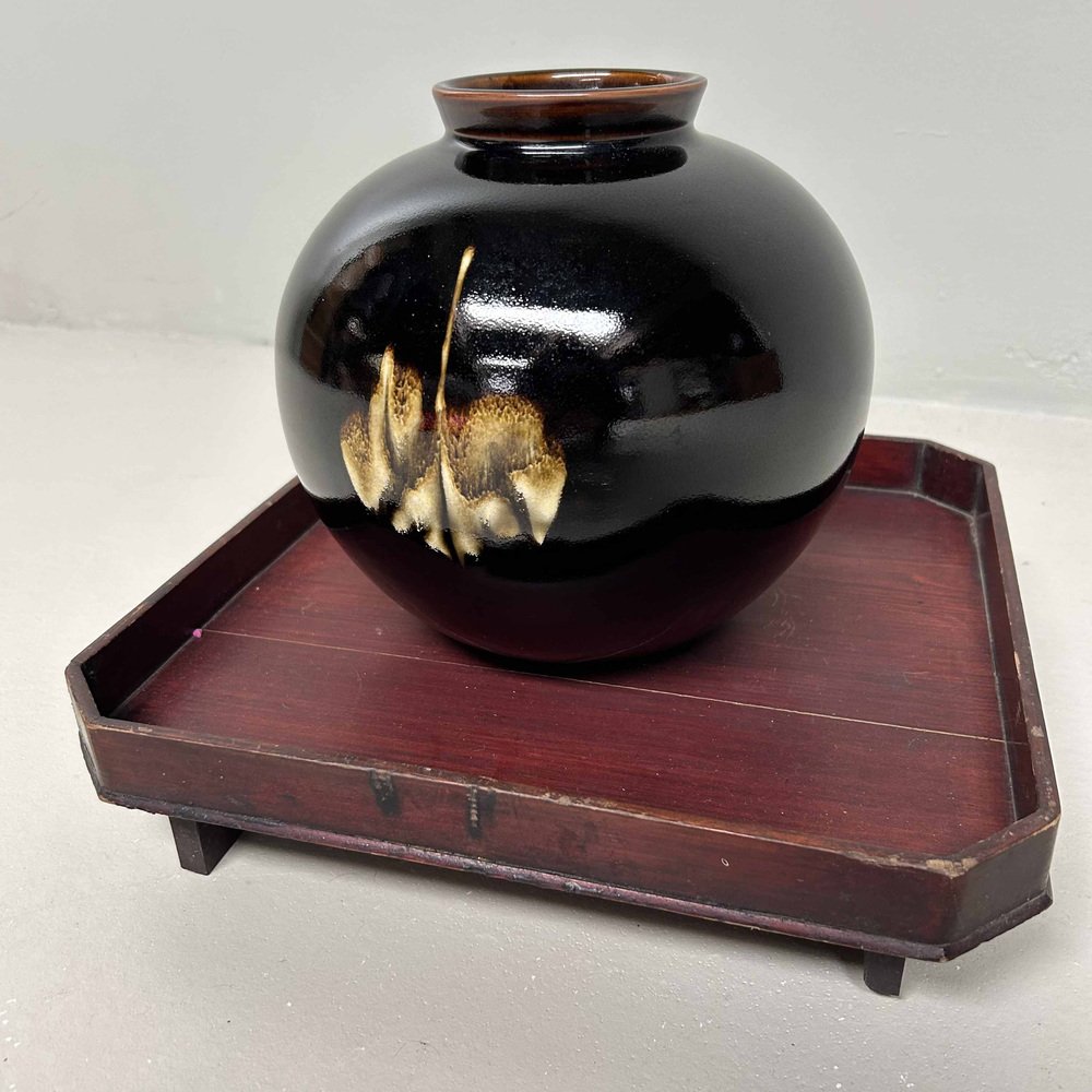 Tenmoku Tenmoku Ikebana Flower Vase, 1950s for sale at Pamono