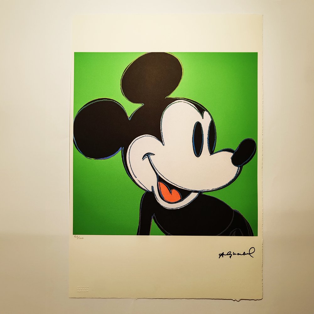 Andy Warhol, Green Edition Mickey Mouse, Lithograph, 1980s for sale at Pamono