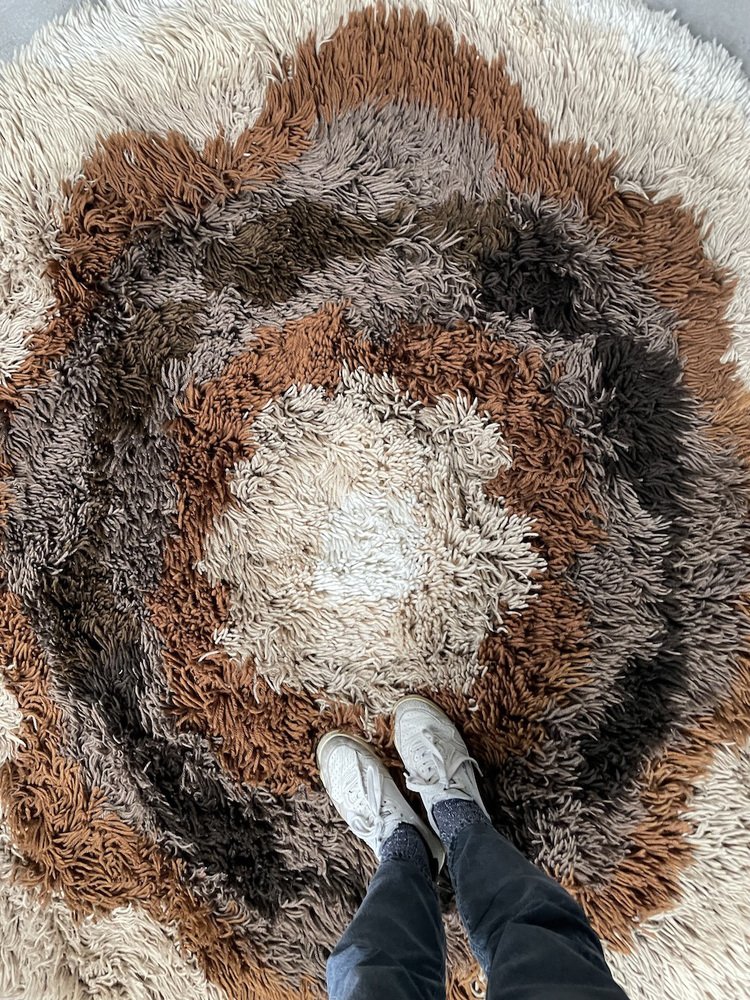 Round Wool Rug, 1970s for sale at Pamono