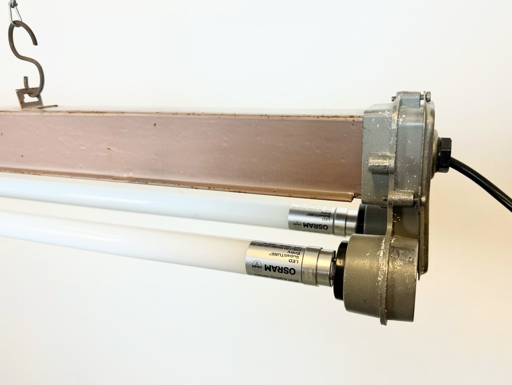 Industrial Brown Hanging Tube Light, 1970s for sale at Pamono