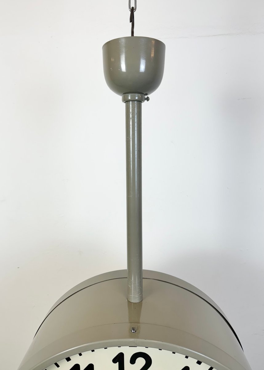Large Industrial Double Sided Railway Clock from Pragotron, 1960s for ...