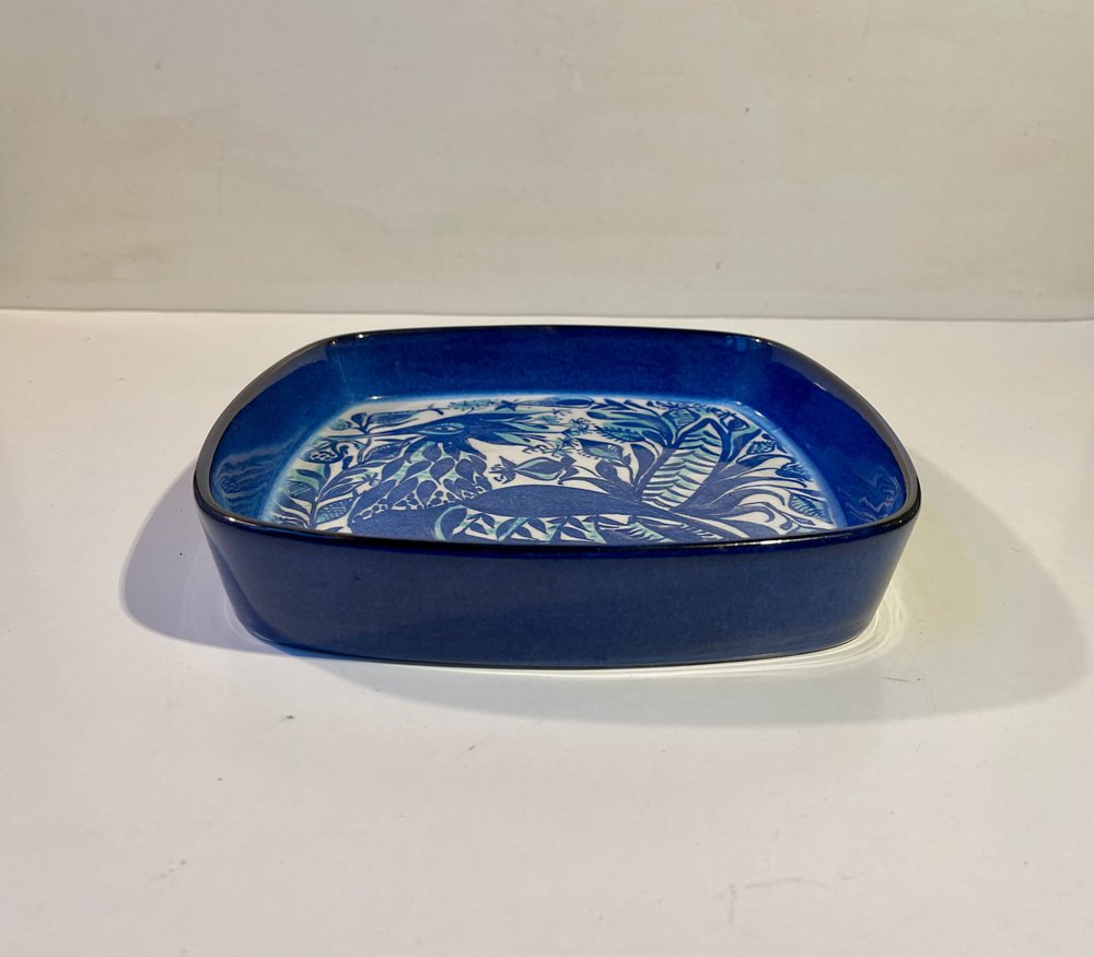 Aluminia Art Faience Dish with Blue Fantasy Bird by Marianne Johnson ...