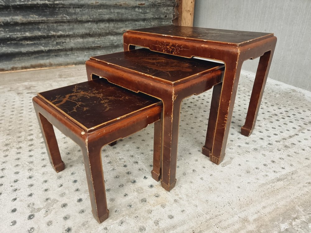 Oriental Nesting Tables, 1960s, Set of 3 for sale at Pamono