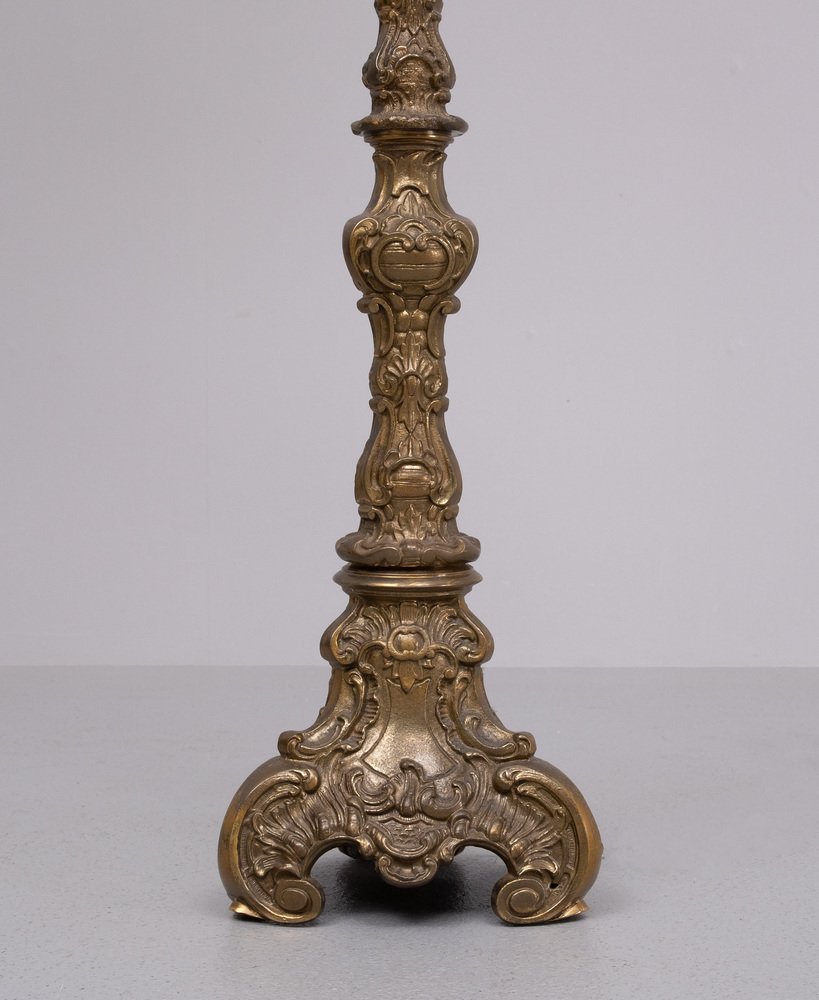 Baroque Revival Brass Floor Lamp, France, 1950s for sale at Pamono