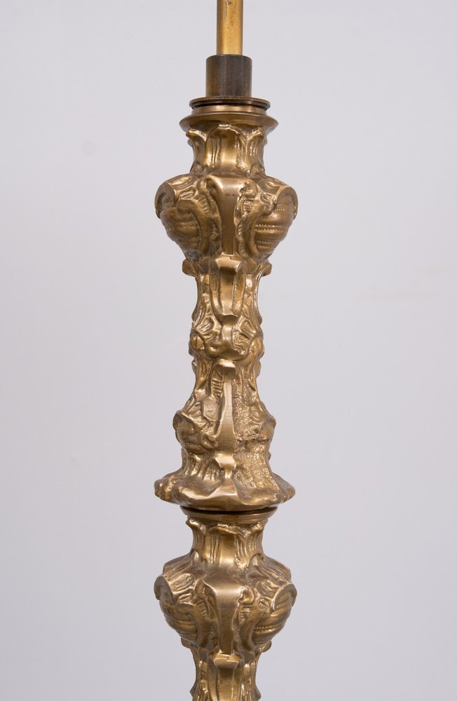 Baroque Revival Brass Floor Lamp, France, 1950s for sale at Pamono