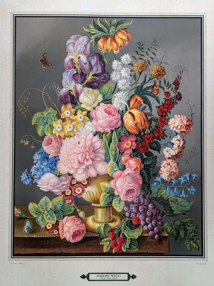 Joseph Nigg, Still Life with Flowers, Fruits and Butterflies, Original ...