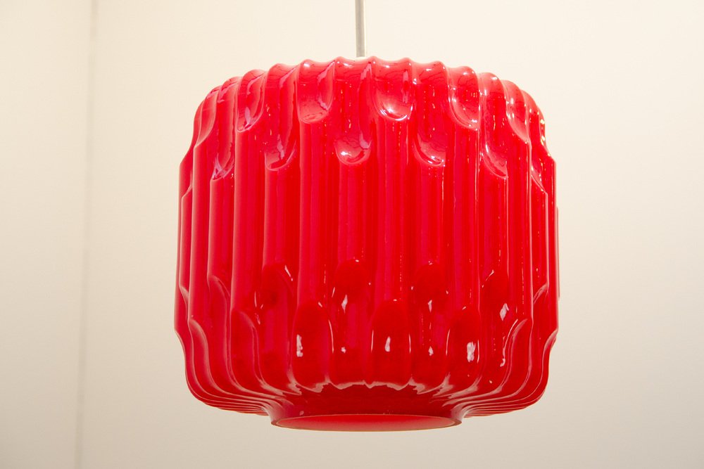 Brutalist Opaline Glass Chandelier by Karel Wolf for Osvětlovací Sklo ...
