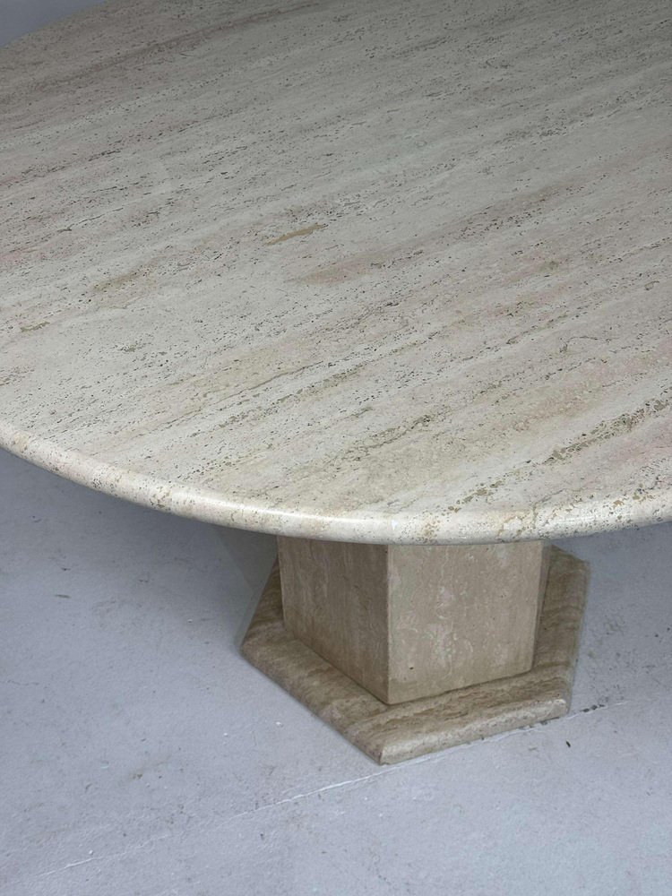 Round Travertine Dining Table for sale at Pamono