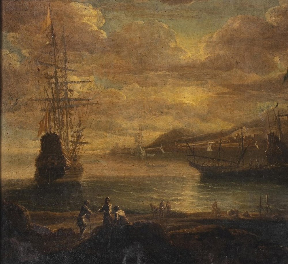 English School Artist, Sea Port, 18th Century, Oil on Canvas, Framed ...