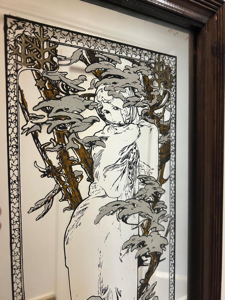 Mirror Model Winter by Alphonse Mucha, 1970s for sale at Pamono