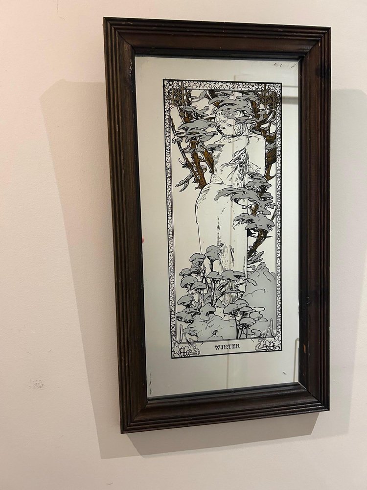 Mirror Model Winter by Alphonse Mucha, 1970s for sale at Pamono