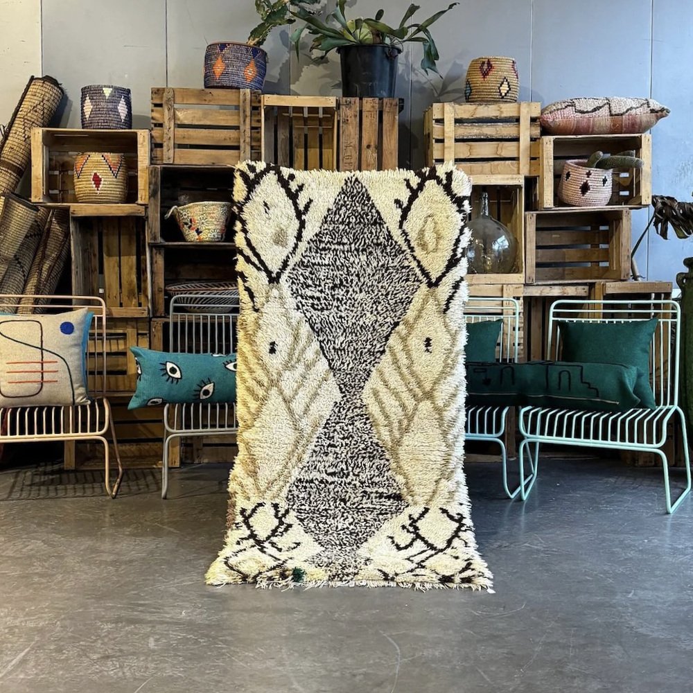 Vintage Moroccan Traditional Berber Beni Ouarain Wool Rug, 1990s for ...