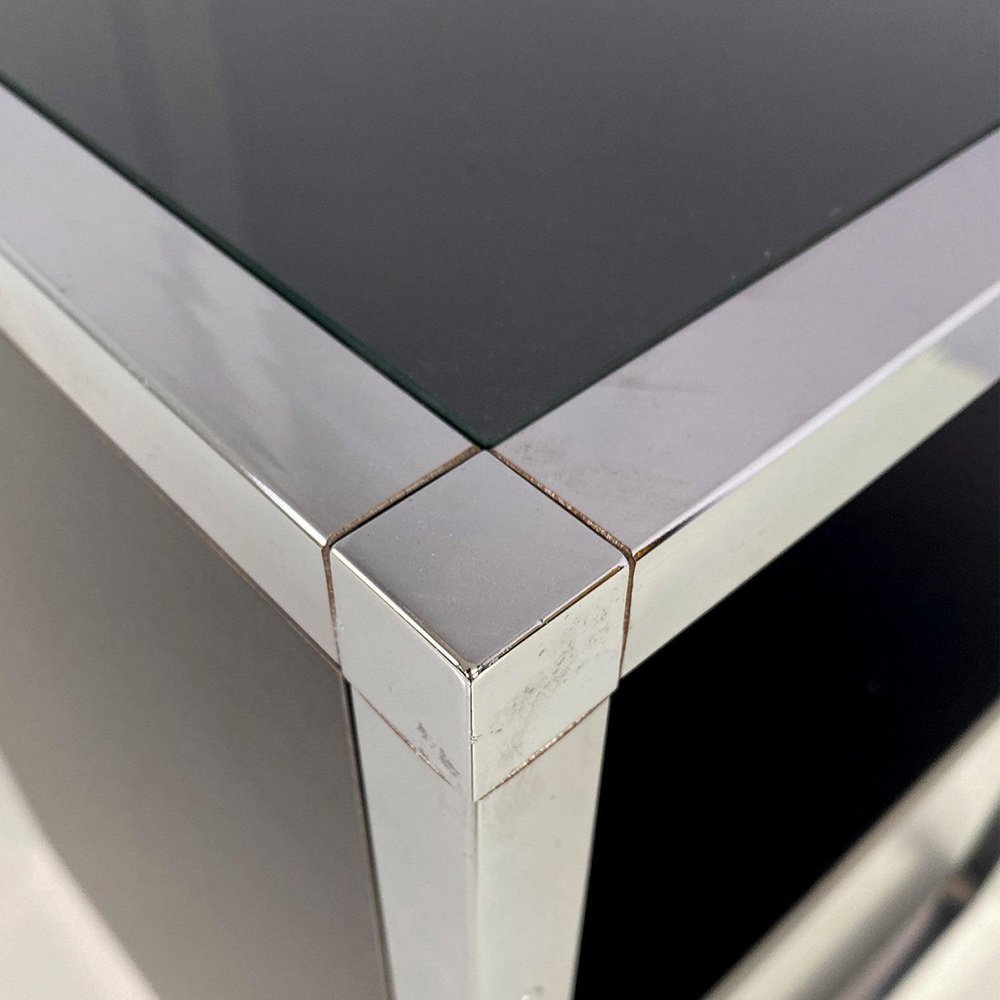 Italian Modern Chromed Steel, Wood and Glass Table, 1990s for sale at ...
