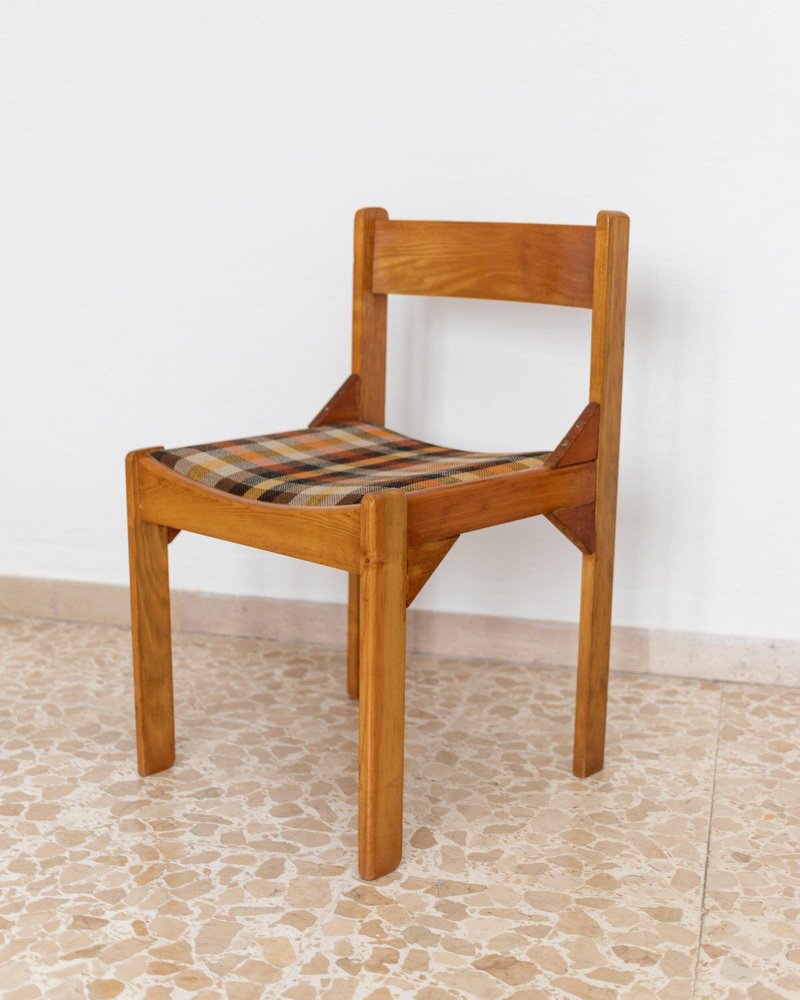 Vintage Italian Chair in Wood with Checkered Seat, Italy, 1960s for ...