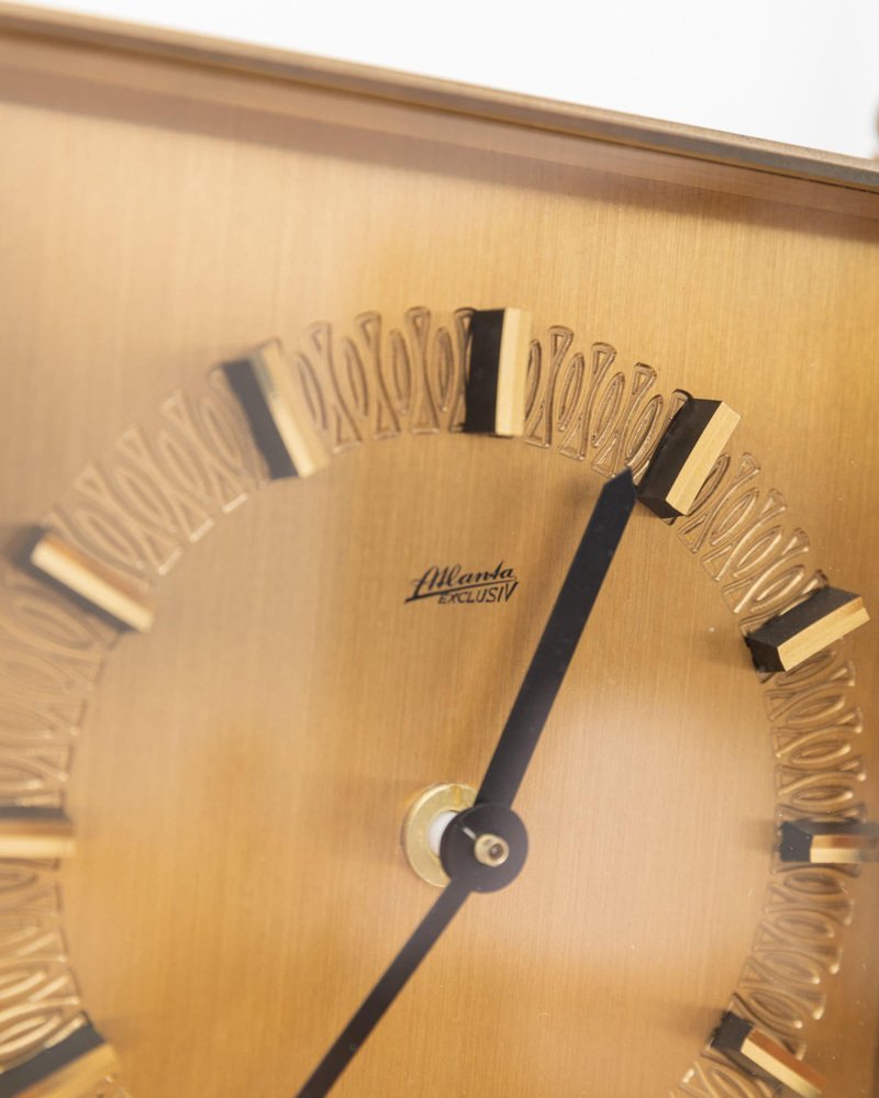 Atlanta Desk Clock in Brass, 1970s for sale at Pamono
