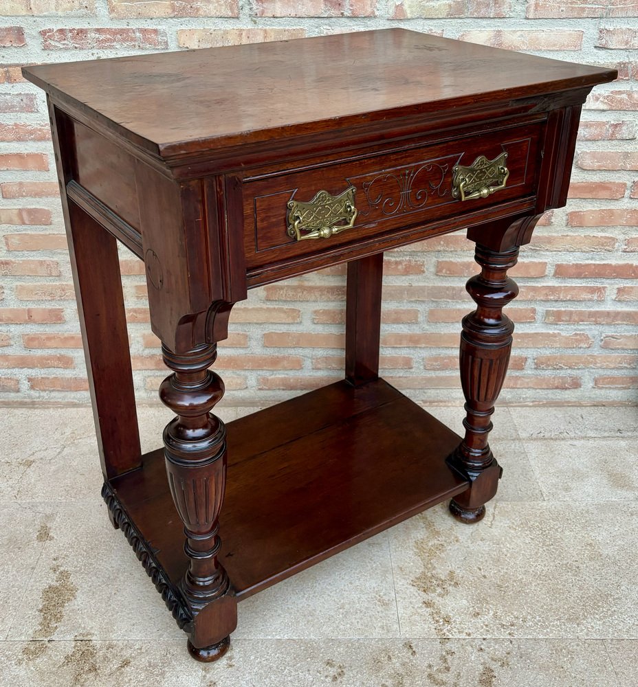 Early 20th Century Console Table with One Drawer and Low Open Shelf ...