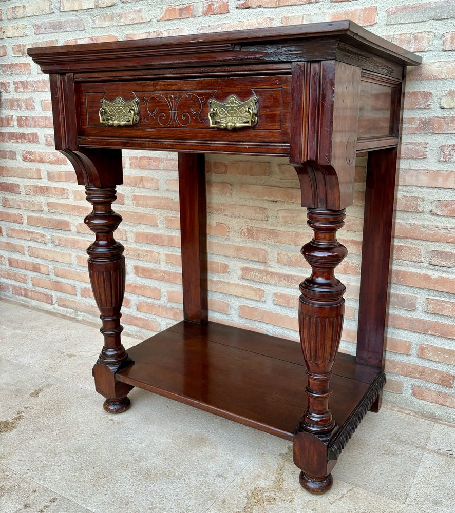 Early 20th Century Console Table with One Drawer and Low Open Shelf ...