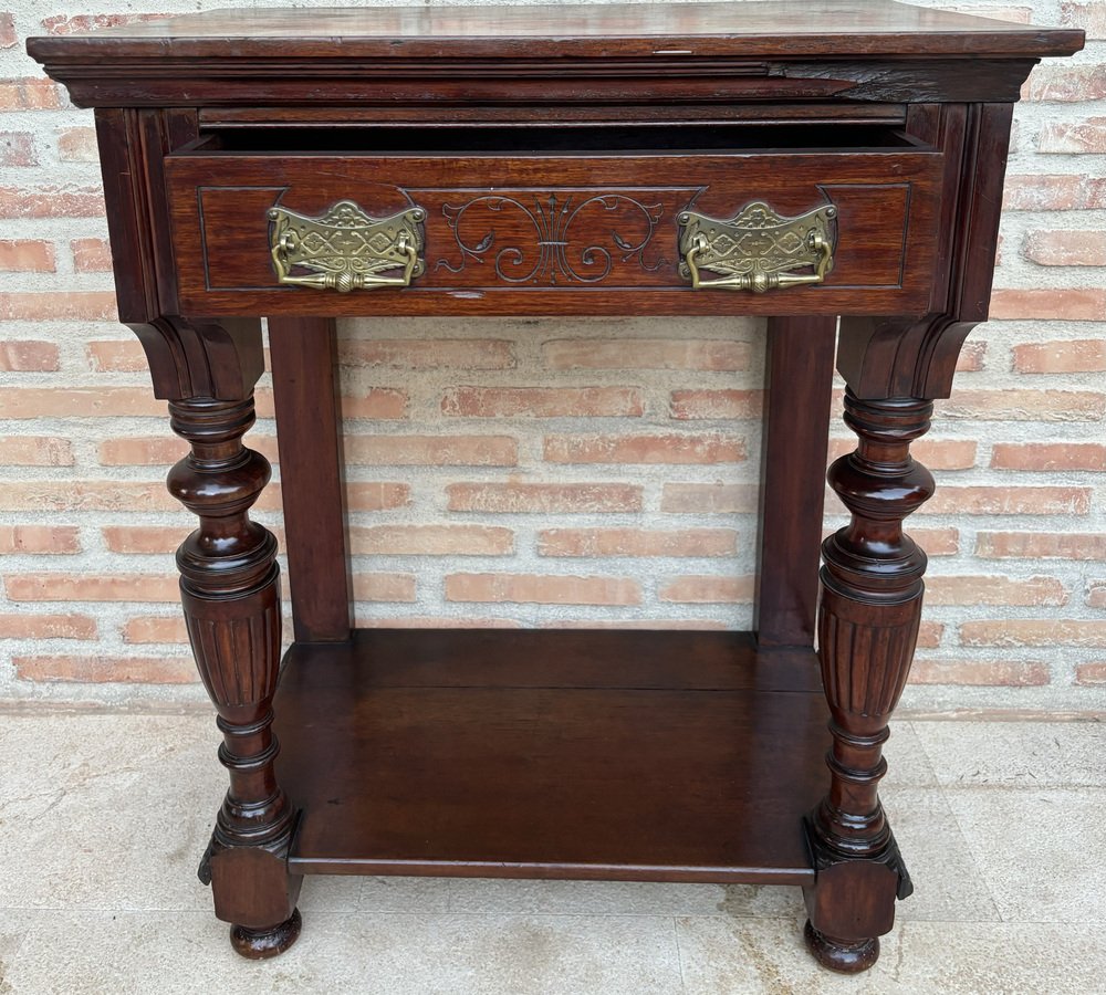 Early 20th Century Console Table with One Drawer and Low Open Shelf ...