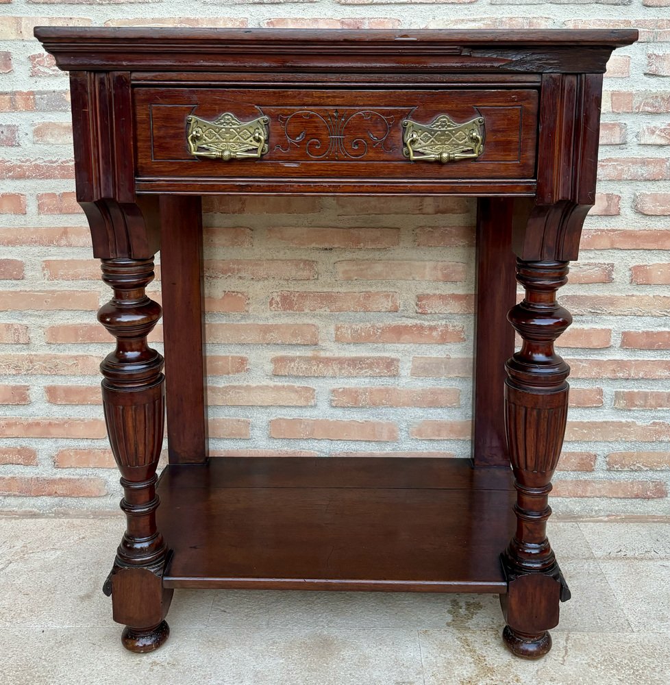 Early 20th Century Console Table with One Drawer and Low Open Shelf ...