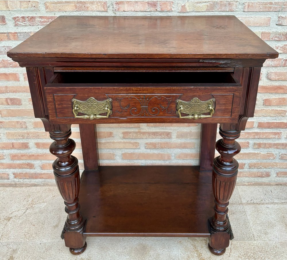 Early 20th Century Console Table with One Drawer and Low Open Shelf ...