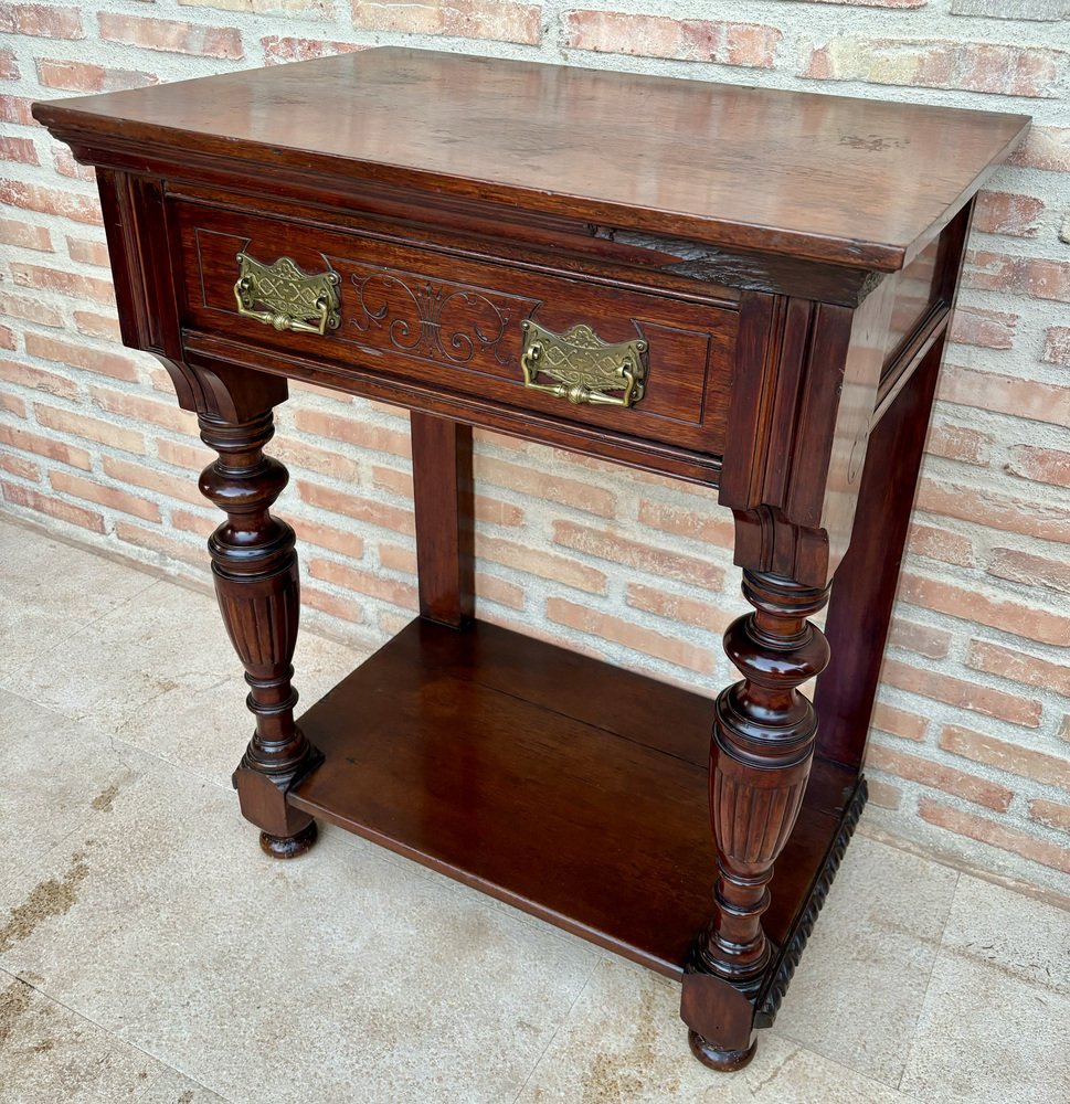 Early 20th Century Console Table with One Drawer and Low Open Shelf ...