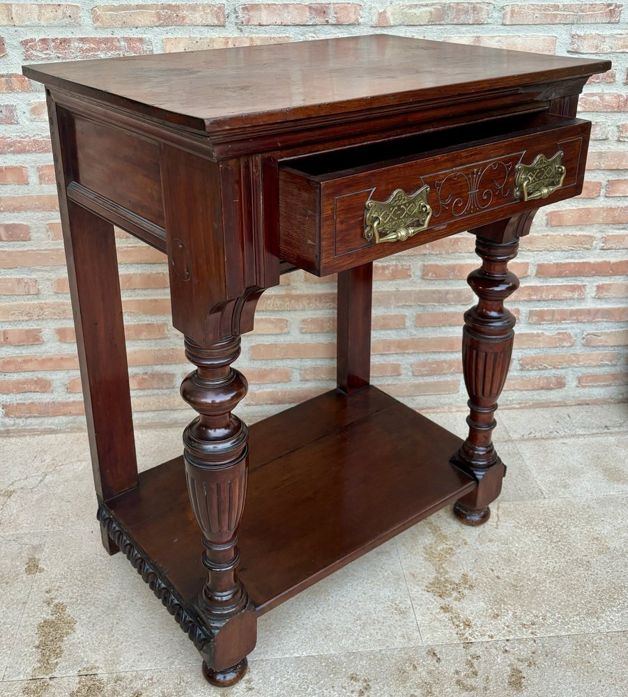 Early 20th Century Console Table with One Drawer and Low Open Shelf ...