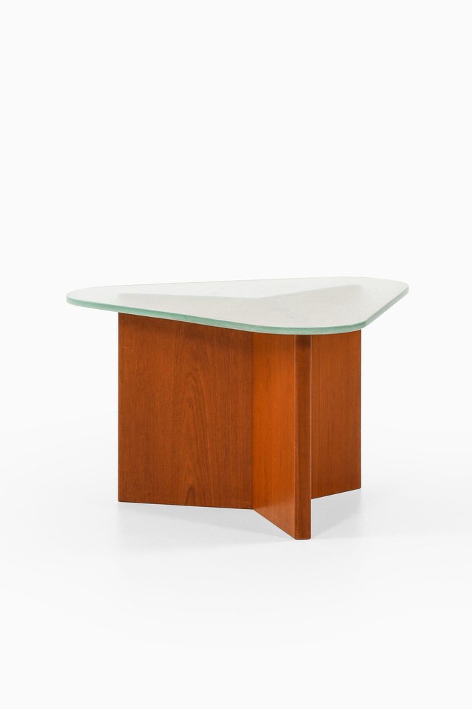 Triangular Coffee Table in Elm and Raw Glass Top by Axel Einar Hjorth ...