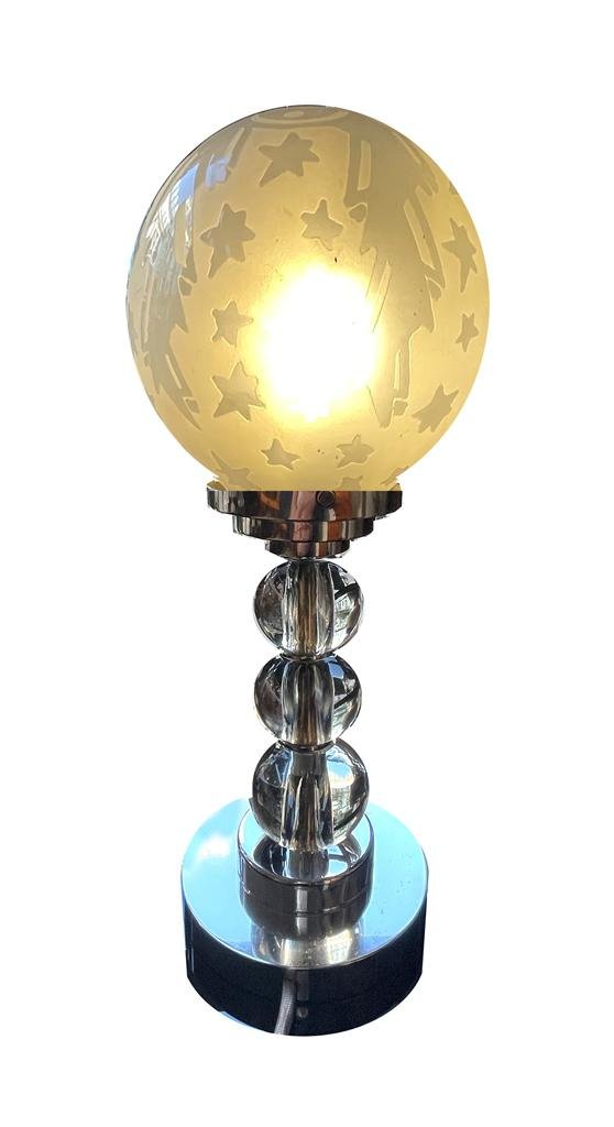 Art Deco Table Lamp with Glass Balls for sale at Pamono