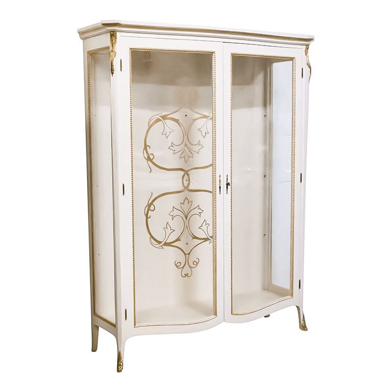 Ivory and Gold Display Cabinet, 1990s for sale at Pamono