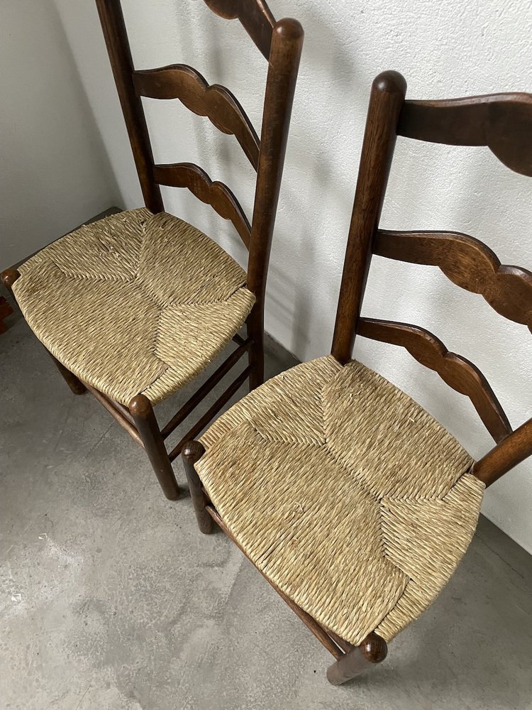 Rustic Oak Straw Chairs, 1890s, Set of 2 for sale at Pamono