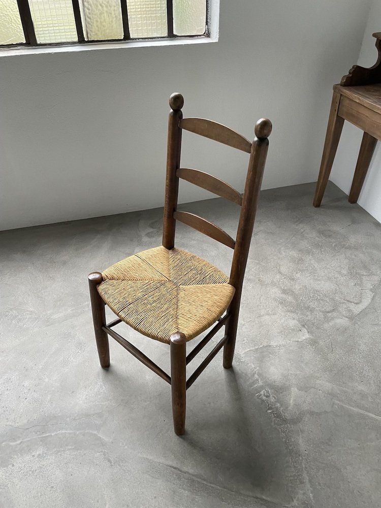 Rustic Oak Straw Chair, 1950s for sale at Pamono