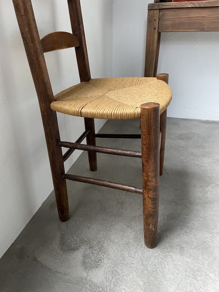 Rustic Oak Straw Chair, 1950s for sale at Pamono