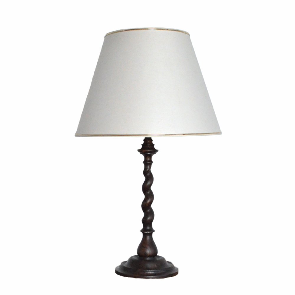 Vintage Oak Barley Twist Table Lamp for sale at Pamono