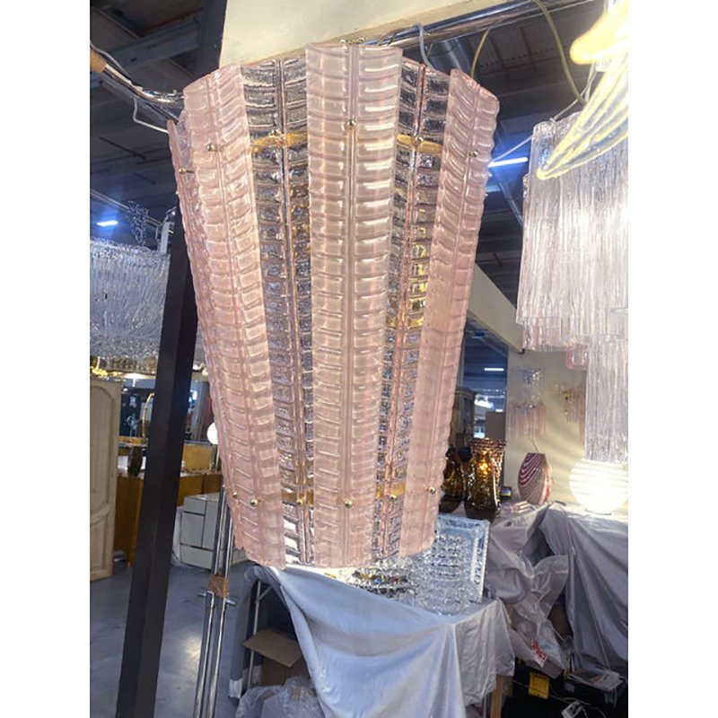 Lantern in Pink Transparent and Sanded Murano Glass by Simoeng for sale ...