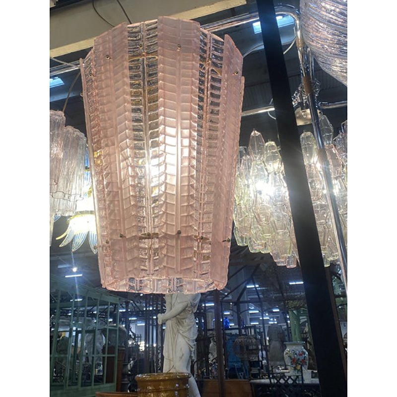 Lantern in Pink Transparent and Sanded Murano Glass by Simoeng for sale ...