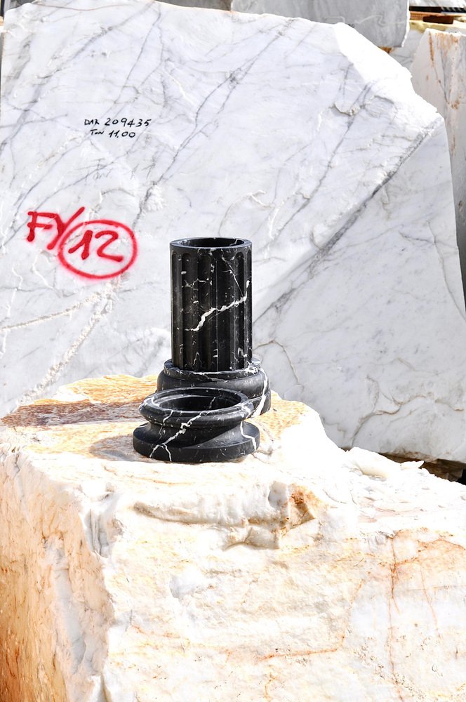 Handmade Column Vase in Satin Travertino Marble by Fiammetta V. for ...