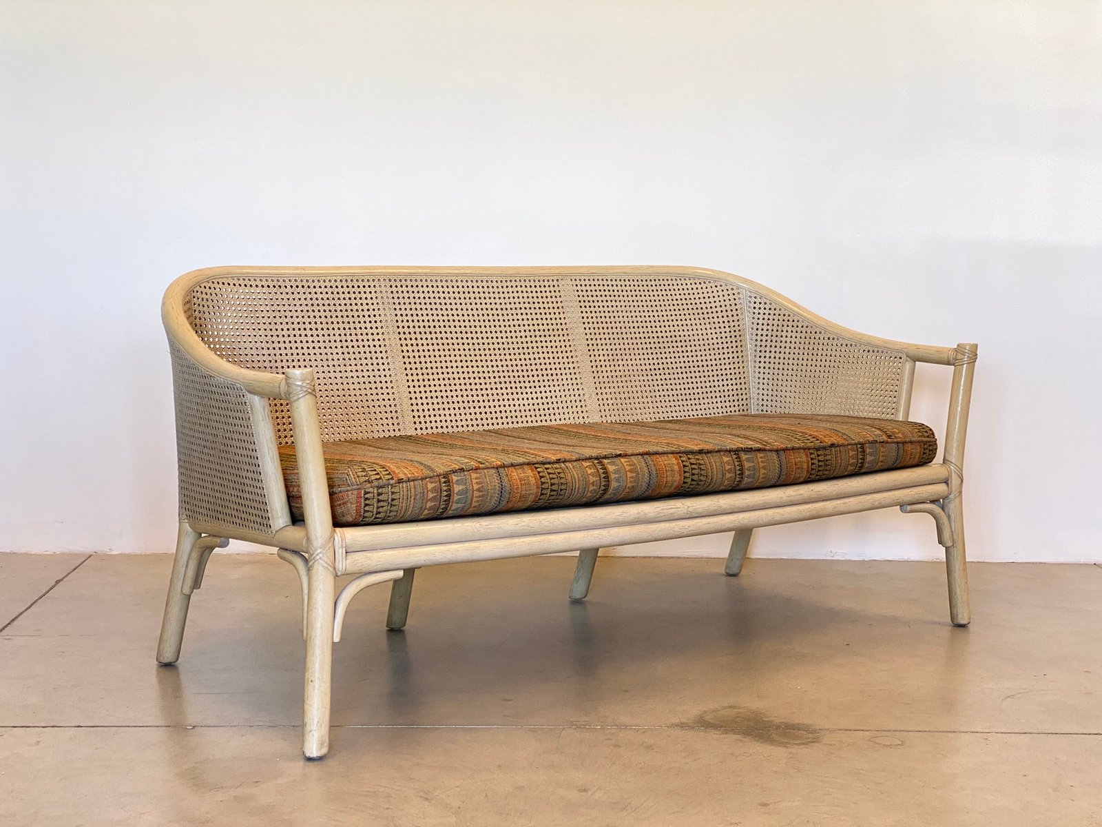 Sofa in Lacquered Bamboo and Vienna Straw by McGuire, 1970s for sale at ...