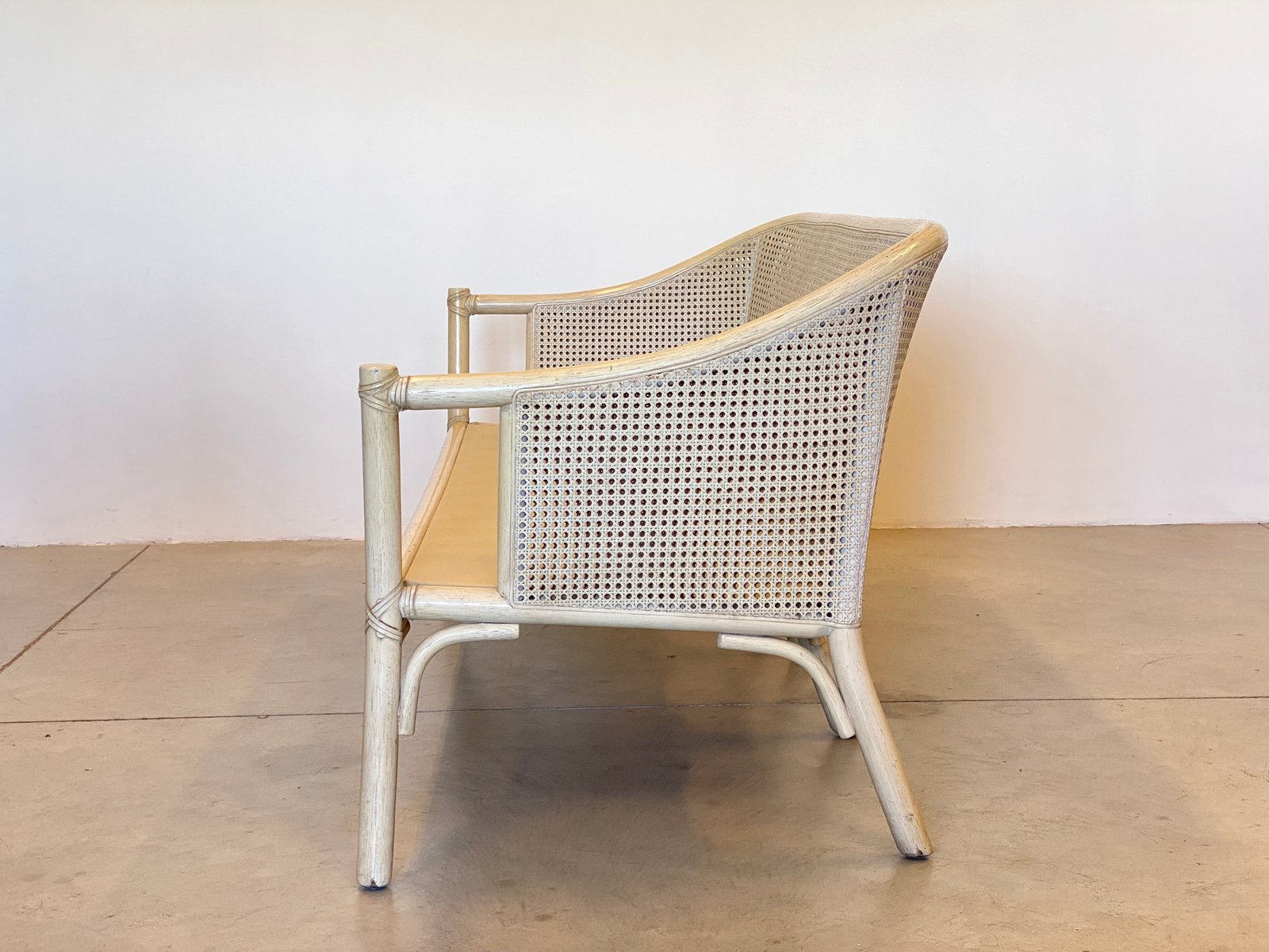 Sofa in Lacquered Bamboo and Vienna Straw by McGuire, 1970s for sale at ...