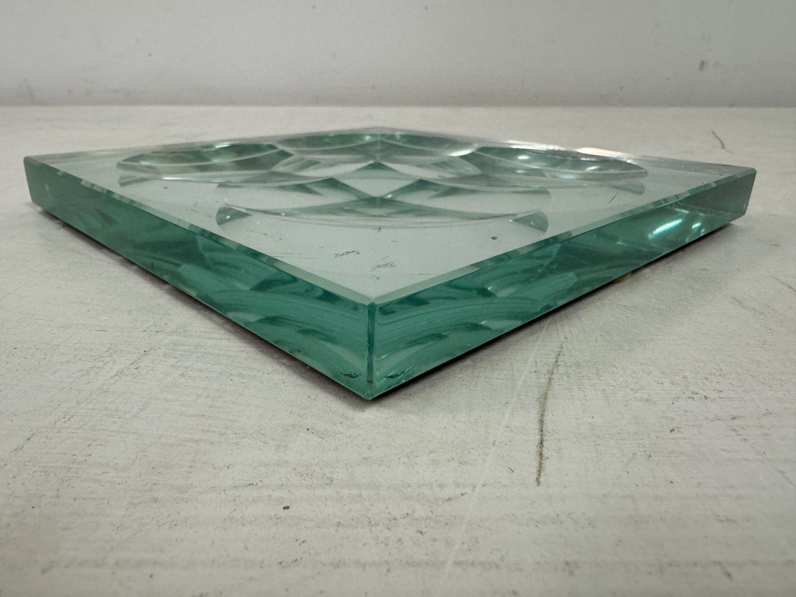 Vintage Italian Square Crystal Dish, 1950s for sale at Pamono