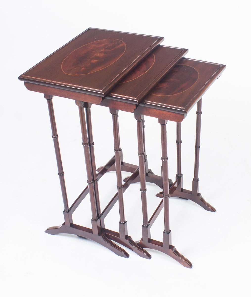 Antique Victorian Mahogany & Inlaid Nesting Tables, 1880s, Set of 3 for ...
