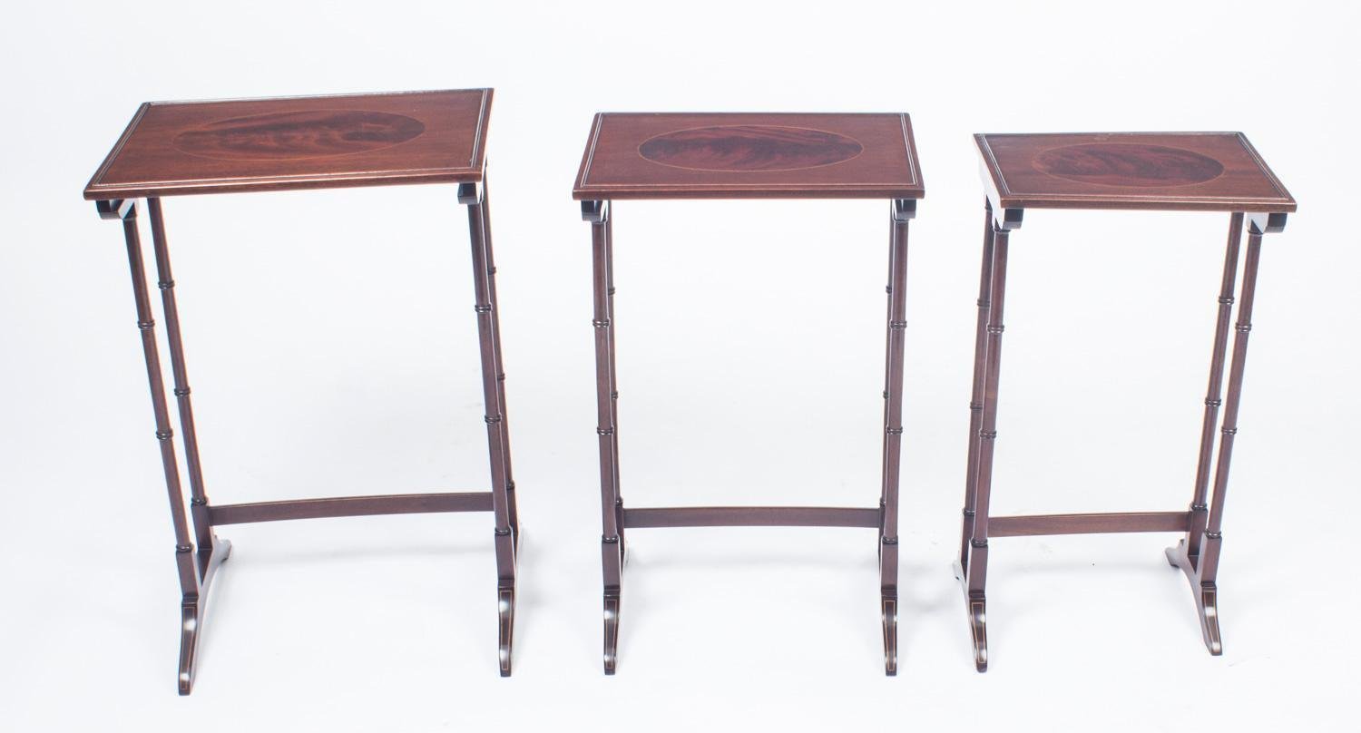 Antique Victorian Mahogany & Inlaid Nesting Tables, 1880s, Set of 3 for ...