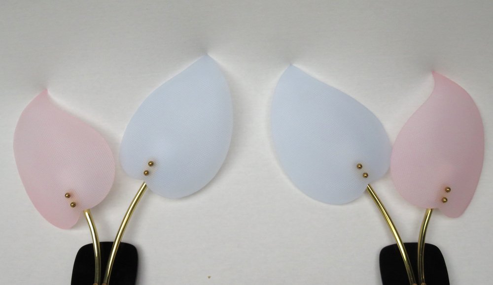 Floral Wall Lights in Acrylic Glass & Brass from Geru Lights, 1950s ...